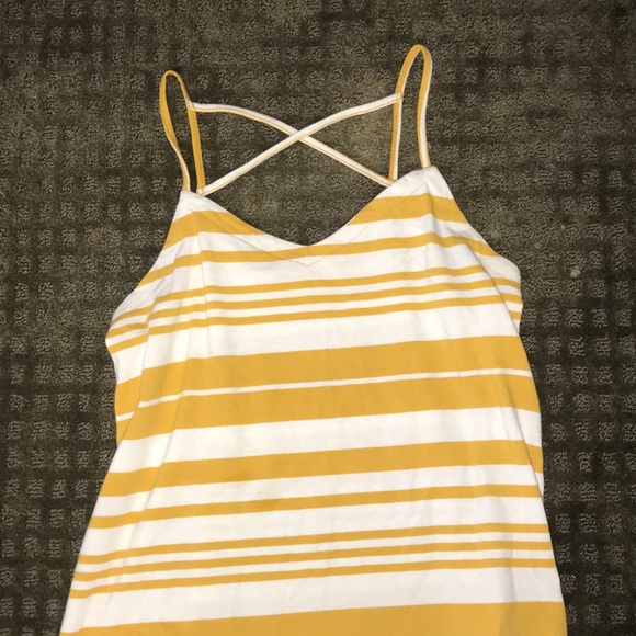 Tops | Yellow Strip Crossback Tank Top | Poshmark